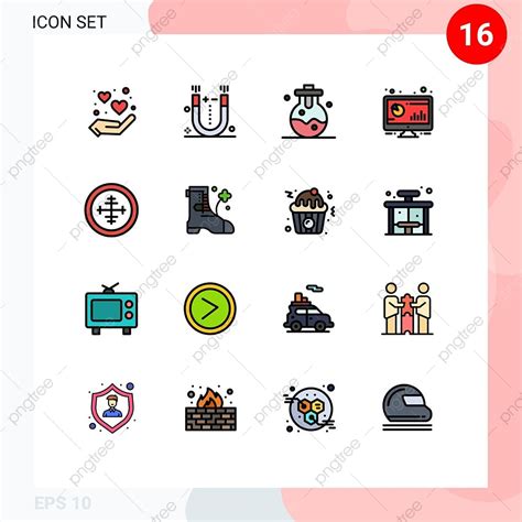 배지용 16개의 상업용 플랫 컬러 채워진 라인 팩 세트 화살 군 바 Png 일러스트 및 벡터 에 대한 무료 다운로드