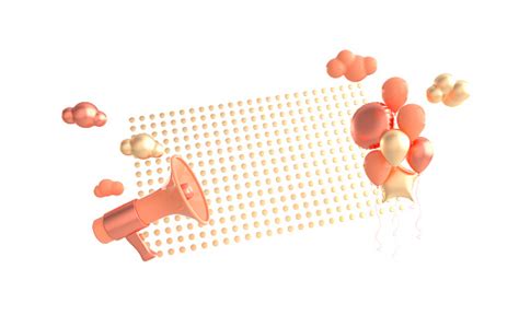 3d 렌더링 확성기 확성기 구름 및 풍선 흰색 배경에 격리된 광고 색종이 조각에 대한 스톡 사진 및 기타 이미지 색종이 조각