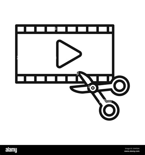 Video Editor Icon Black Line Art Vector In Black And White Outline Set Collection Sign Stock