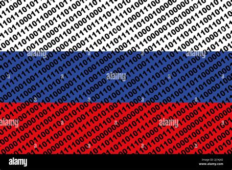 Hacker Russia Digital Russian Flag And A Binary Background Cybersecurity Concept With And