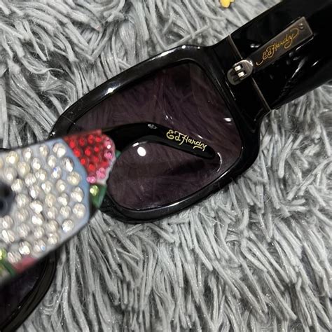 Vintage Ed Hardy Bedazzled Sun Glasses With Case And Depop