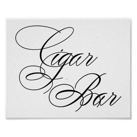 Elegant Cigar Bar Black Script Horizontal Table Poster