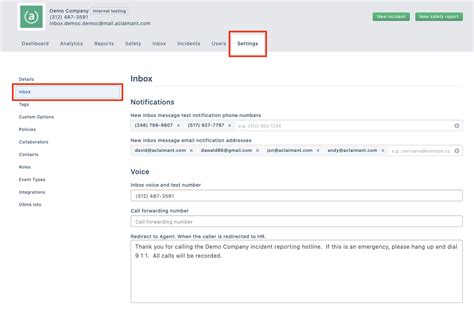 How To Set Up Inbox Messages Aclaimant