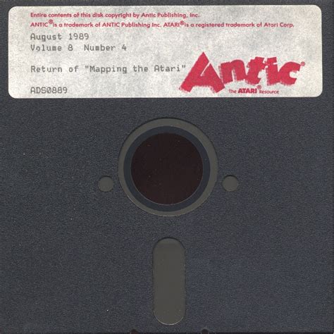 Atari 400 800 Xl Xe Antic Magazine Disk August 1989 Vol8 No4