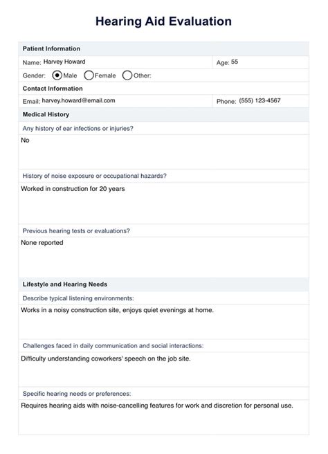 Hearing Aid Evaluation Example Free PDF Download
