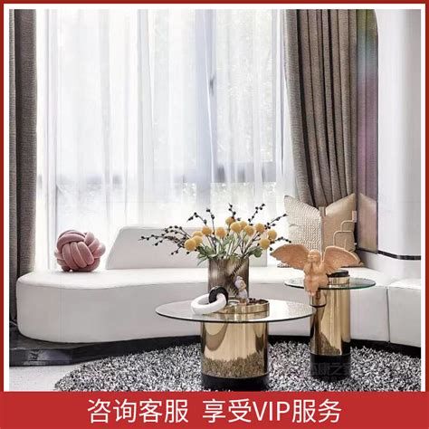 圆形钢化玻璃茶几拉丝金色组合茶几创意轻奢高低一大一小透明茶几 虎窝淘