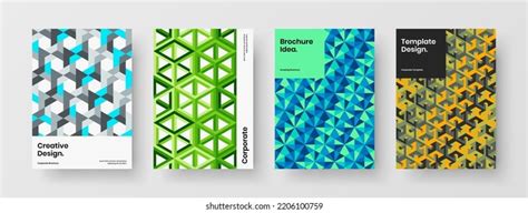 Unique Geometric Tiles Leaflet Layout Set Stock Vector Royalty Free