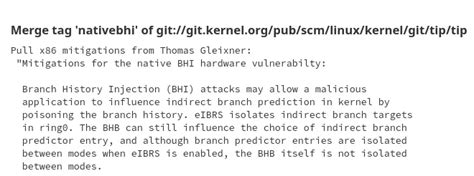 Linux Kernel Patched For Branch History Injection Bhi Intel Cpu
