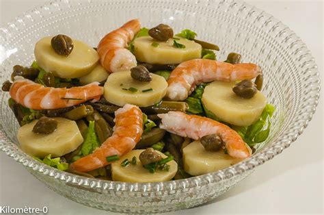 Salade de pomme de terre aux haricots verts et crevettes Kilomètre 0
