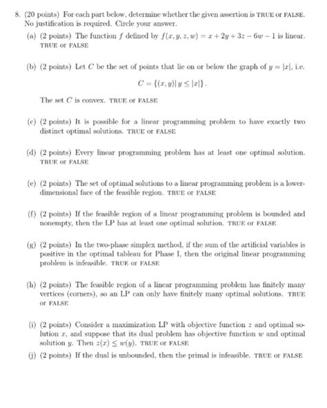Solved 8 20 Points For Each Part Below Determine Whether