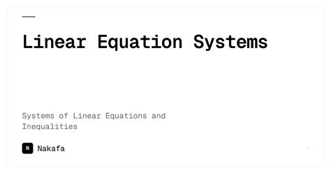 Linear Equation Systems Systems Of Linear Equations And Inequalities Mathematics Grade 10