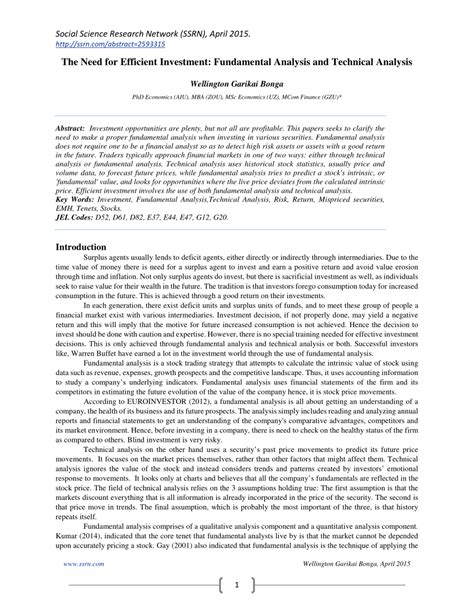 Pdf The Need For Efficient Investment Fundamental Analysis And