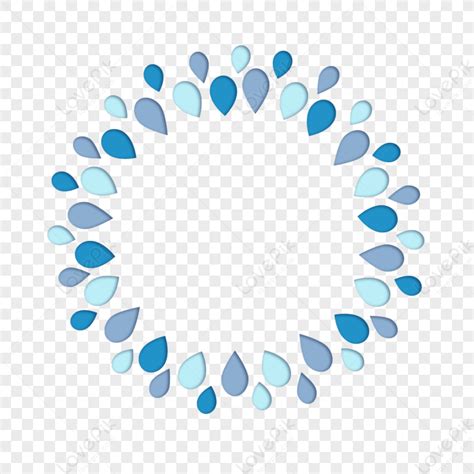 자연 오션 블루 웨이브 종이 일러스트 절단 물방울웨딩삽화 Png 일러스트 무료 다운로드 Lovepik