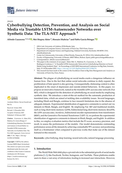Pdf Cyberbullying Detection Prevention And Analysis On Social Media