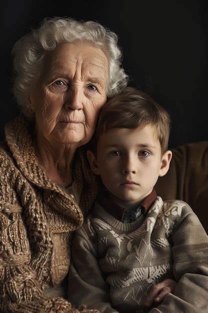 Grandmother With Her Grandson Generative Ai Premium Ai Generated Image