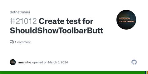 Create Test For Shouldshowtoolbarbutton · Issue 21012 · Dotnetmaui · Github