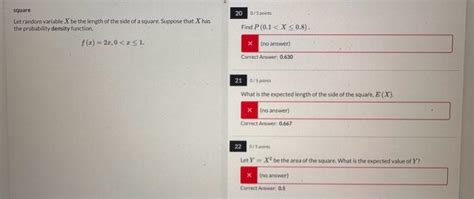 Solved Square 20 Orspoling Let Randorn Variable X Be The