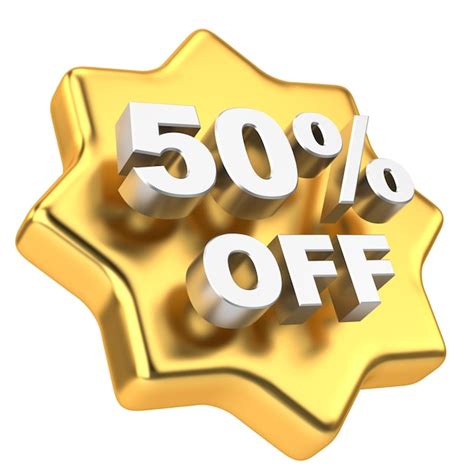 Premium Photo 3d Fifty Percent Off 50 Off Golden Sale Badge