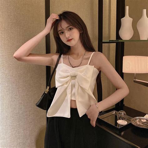 夏季新款大码胖妹妹蝴蝶结吊带背心女内搭美背抹胸打底衫上衣外穿虎窝淘