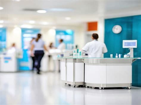 Premium Photo Blurred Dispense Counter Of Hospital Or Clinical