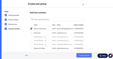 create a user group root help centre