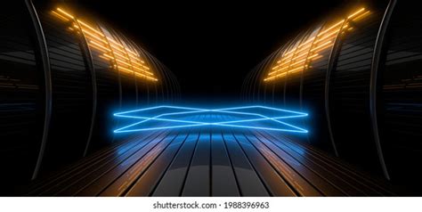 어두운 복도에서 네온 빛나는 램프바닥과 벽의 스톡 일러스트 1988396963 Shutterstock