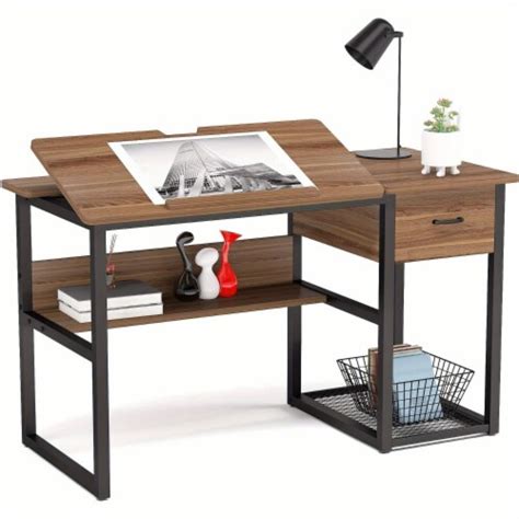 Tribesigns 47 2 Drafting Table Drawing Computer Desk With Storage Drawers 1 Piece Kroger