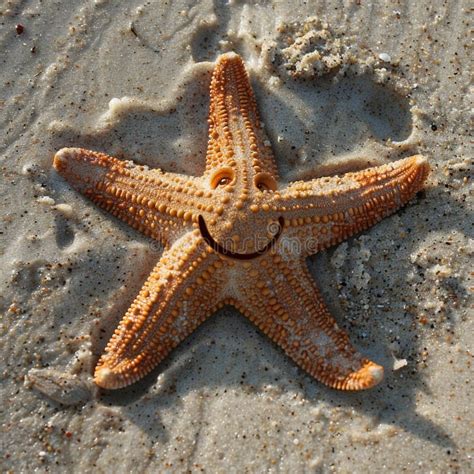 Smiley Face With Starfish On Sandy Shore Stock Illustration