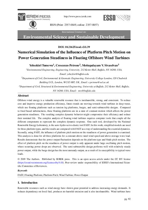 Pdf Calibration And Validation Of A Fast Floating Wind Turbine Model
