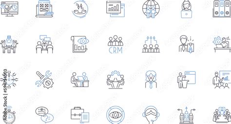 Collaborative Effort Line Icons Collection Synergy Partnership Unity