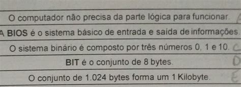 Coloque F falso ou V verdadeiro nas afirmações abaixo brainly