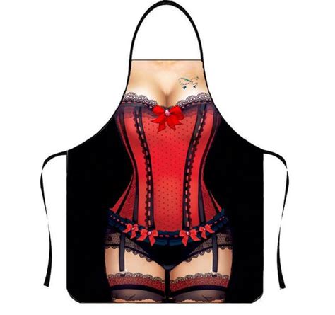 Фартук с приколом девушка в красном белье размер 75 60см полиэстер — ціна 420 грн у каталозі