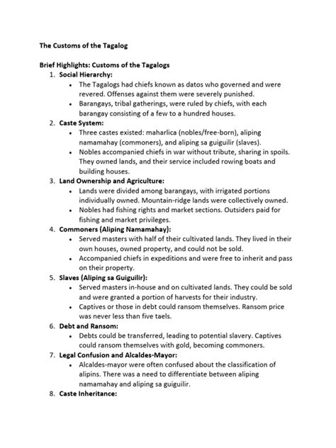 The Customs Of The Tagalog Pdf Slavery Witchcraft