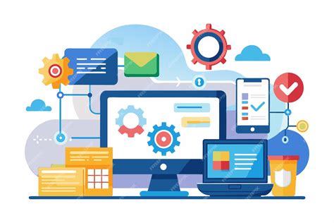 This Illustration Features Customizable Software Integration With Devices And Tools For