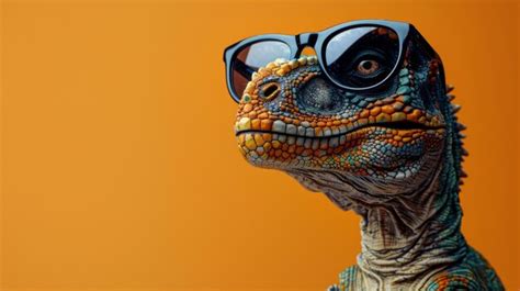 Stylish Lizard Wearing Sunglasses Premium Ai Generated Image