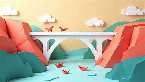 Free Paper Craft Crossing Image Origami Papercraft Bridge