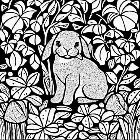 Holland Lop Bunny In A Flower Garden Coloring Page Color Anything