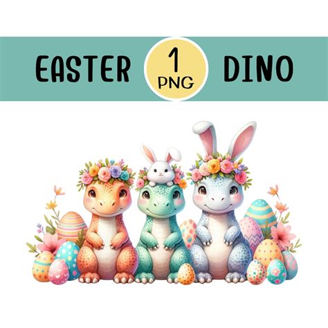 Easter Dinosaur Clipart Dino Easter Egg Easter Decor Watercolor