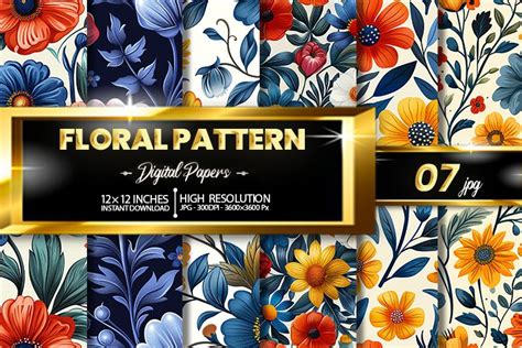 Floral Pattern Digital Papers Bundle 3914797