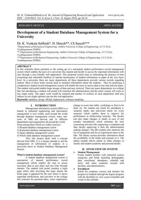 University Database Management Project Ppt
