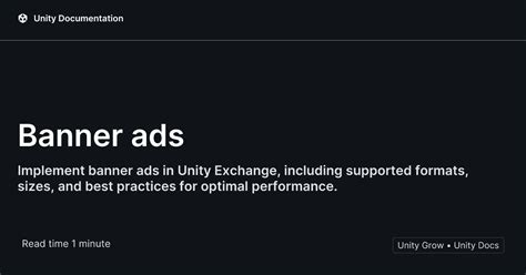 Banner Ads • Unity Grow • Unity Docs