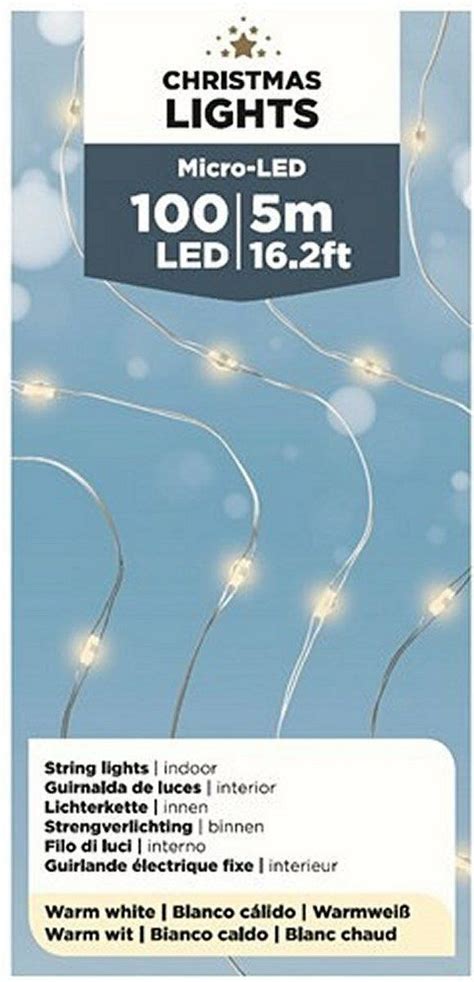 Micro Led String Lights Silver And Warm White Length 495cm Lakes Home