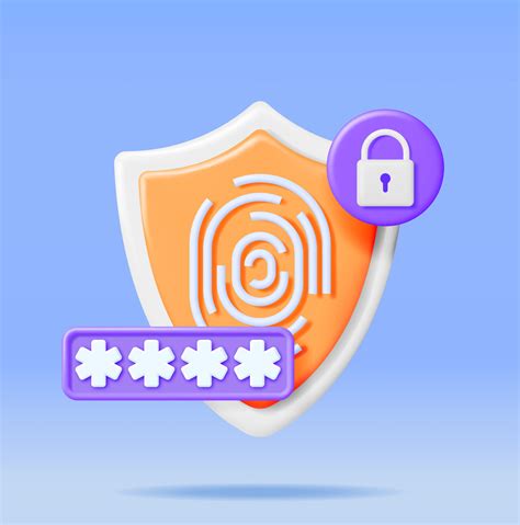 D Locked Password Field And Fingerprint In Shield Render Password With Finger Print Safeguard