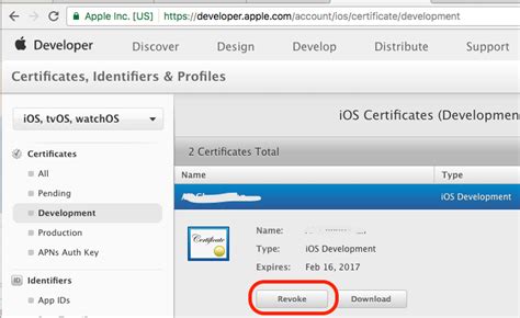 Ios Delete Developer Certificate From Apple Developer Portal Stack Overflow