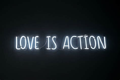 Download Free Love Is Action White Neon Aesthetic Wallpaper