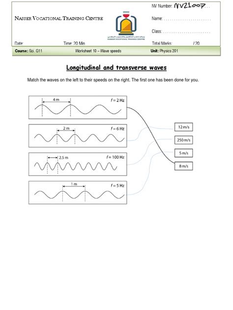 Worksheet 10 Pdf Frequency Wavelength