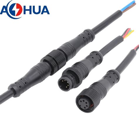 M12 5 Pin Male Female Circular Waterproof Connector Metal Plug And