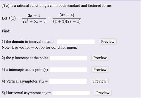 Solved F X Is A Rational Function Given In Both Standard