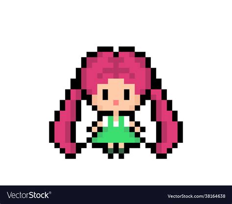 Cute Girl Pixel Cute Anime Girl Pixel Image For Game Assets Vector