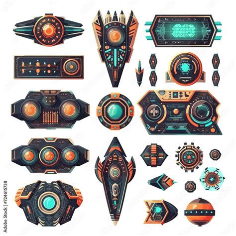 Hud Set Of Primitive User Interface Elements Good For Game UI Stock Photo Adobe Stock